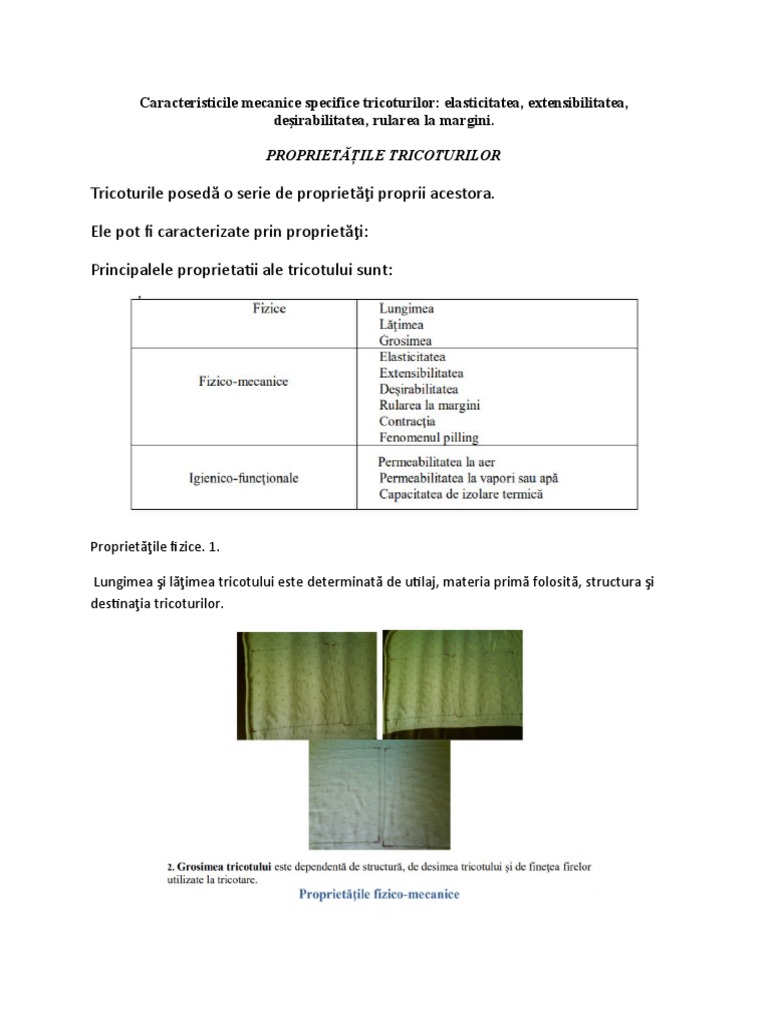 M1 Proprietatile Tricoturilor | PDF