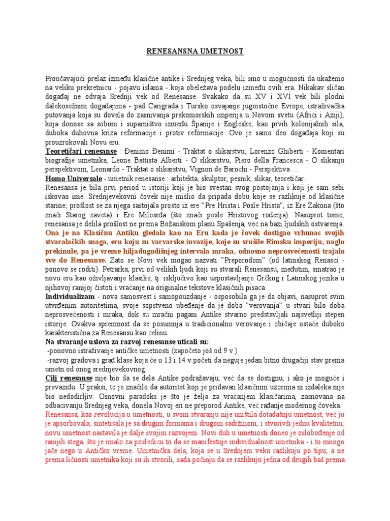 Proto I Rana Renesansa U Italiji | PDF