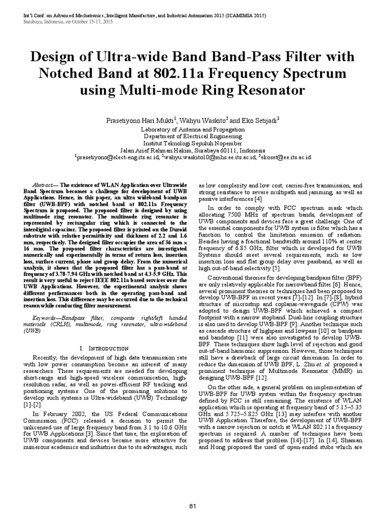 Design of Ultra-Wide Band Band-Pass Filter With Notched Band at 802.11a ...