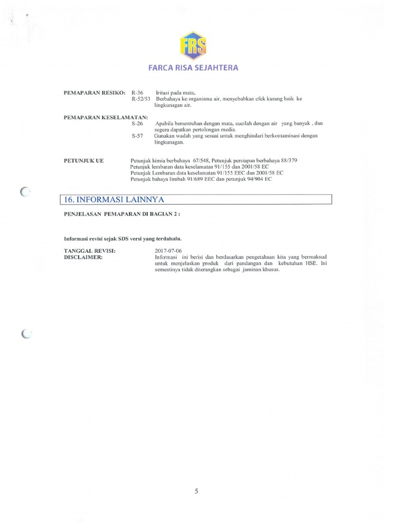 MSDS Farca KI-3060 & SI-4161 | PDF