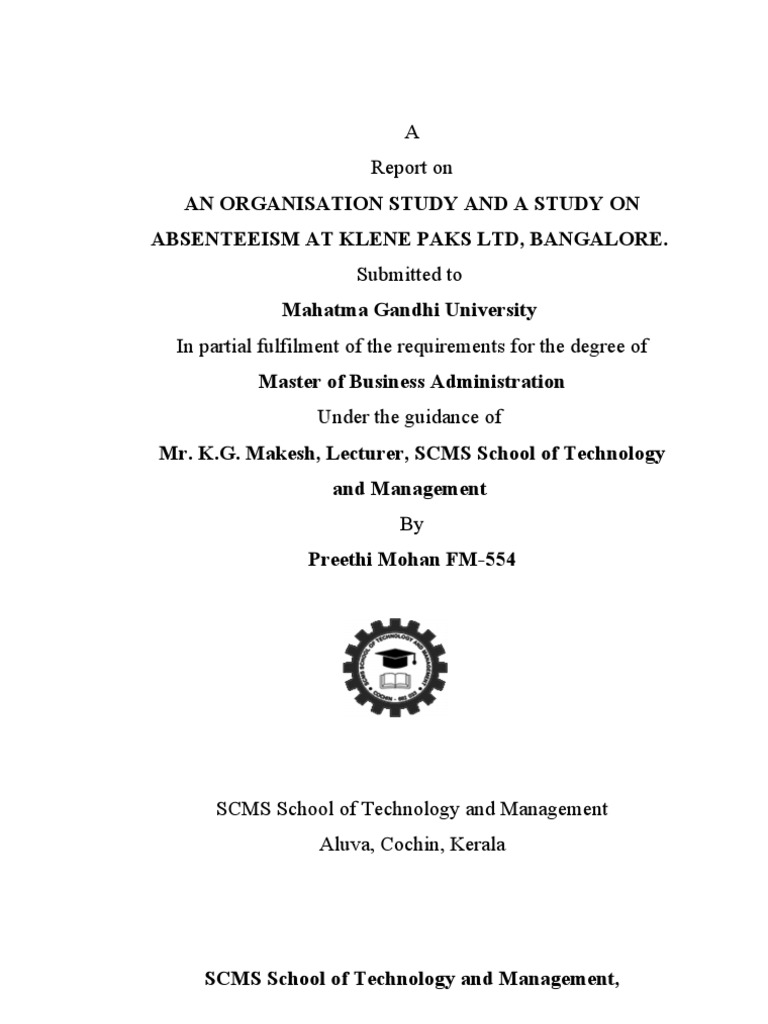 Report on Causes of Absenteeism at Klene Paks Ltd | PDF | Employment ...