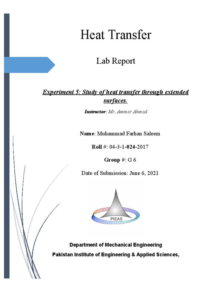 Lab 05 - Extended Surfaces | PDF | Heat Transfer | Heat Exchanger
