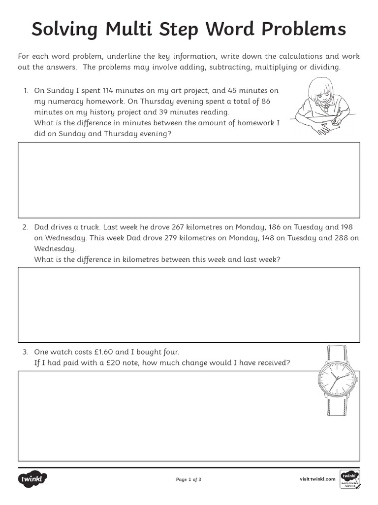 Two-Step Maths Word Problems Differentiated Worksheets | PDF | Teaching Mathematics