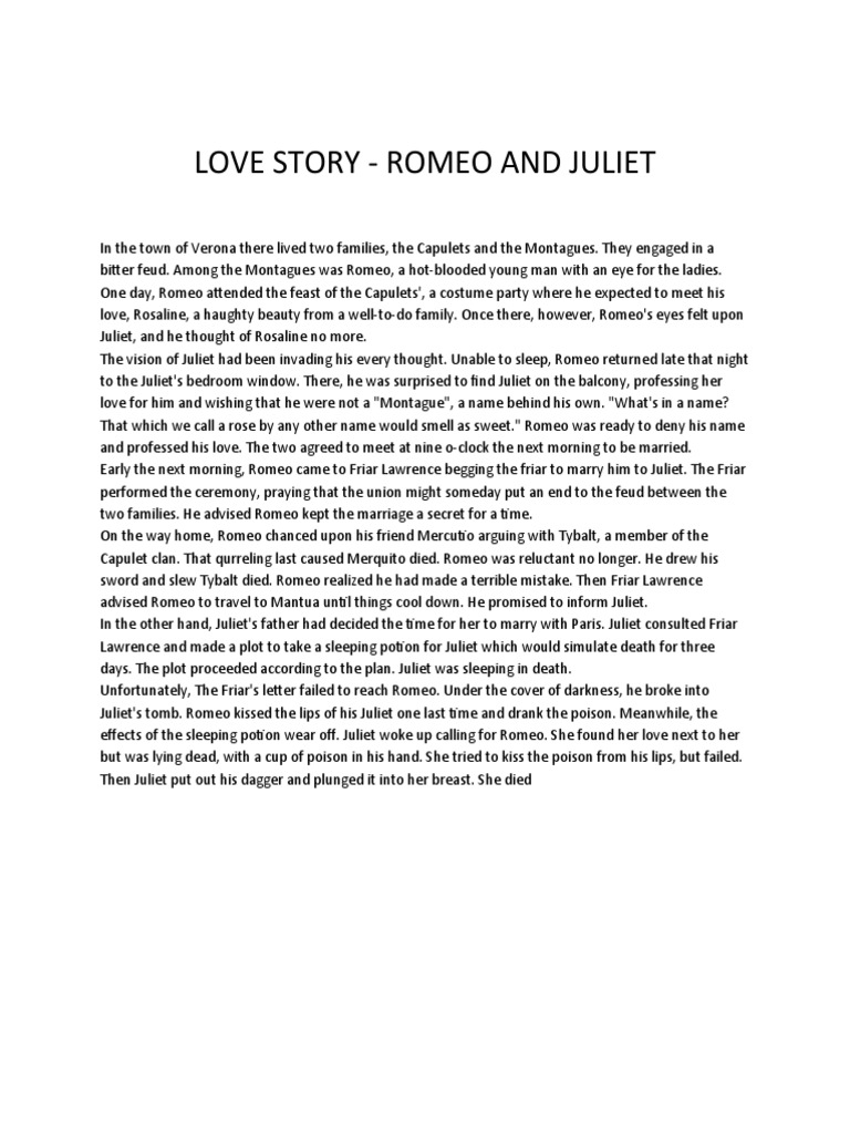 Love Story - Romeo and Juliet | PDF | Characters In Romeo And Juliet ...