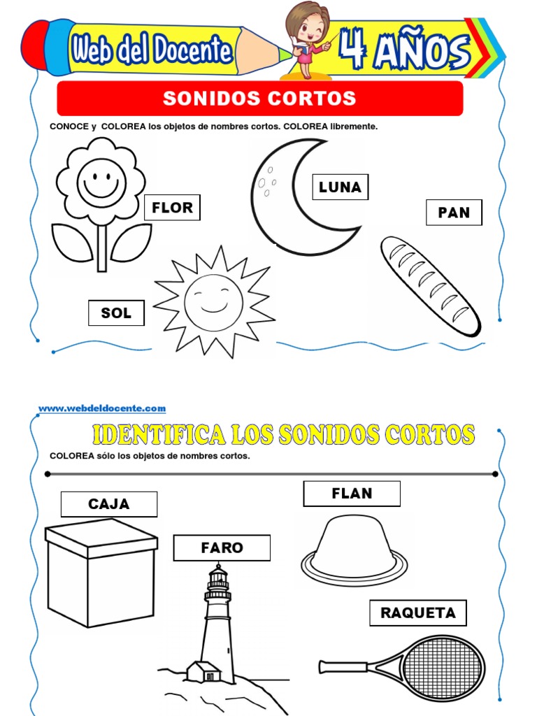 Sonidos Cortos para Niños de 4 Años | PDF