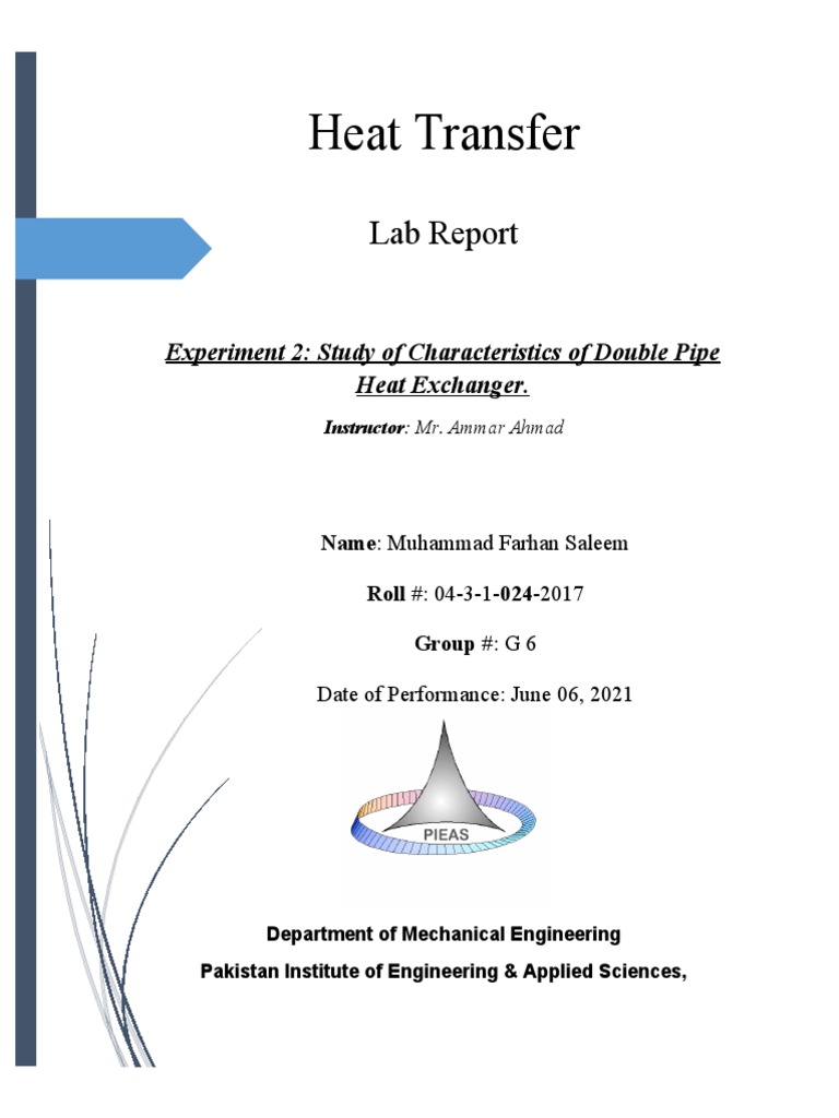 Double Pipe Heat Exchanger Lab Report | PDF | Heat Exchanger | Heat ...
