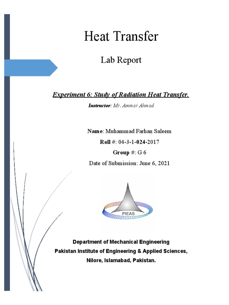 Lab 06 - Radiation Heat Transfer | PDF | Heat Transfer | Physics