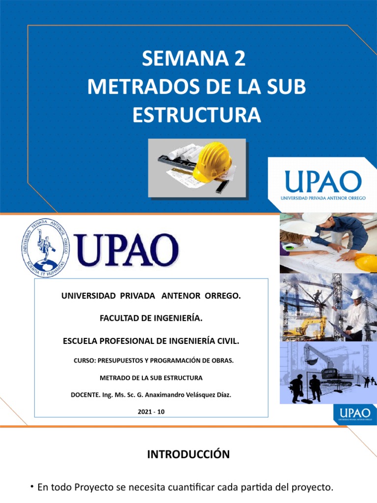 Semana 2 Metrado de La Sub Estructura | PDF | Carpintería | Distribución de energía eléctrica