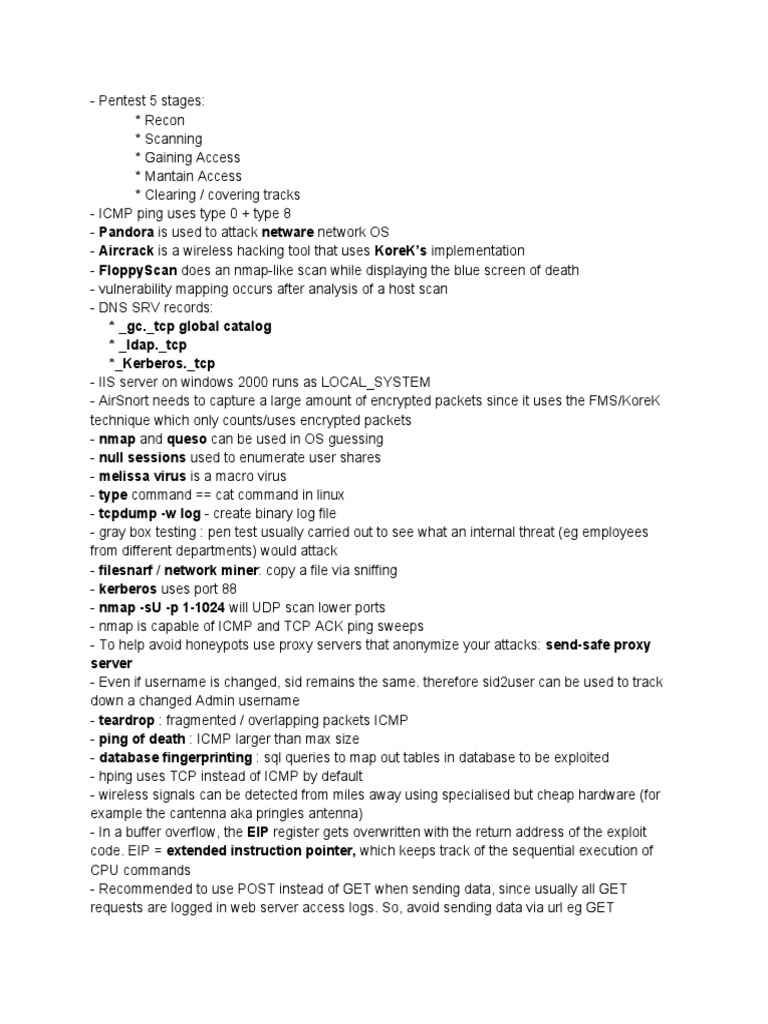 CEH - Certified Ethical Hacker Notes (Recovered) | Download Free PDF ...