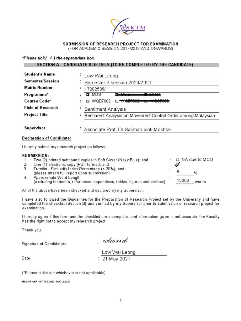 Research Project Submission Guide | PDF | Postgraduate Education | Business