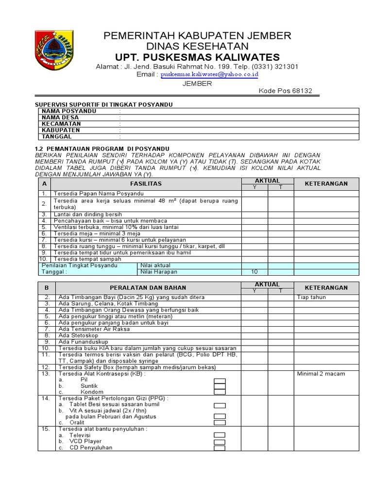 Form Supervisi (Dipakai) | PDF