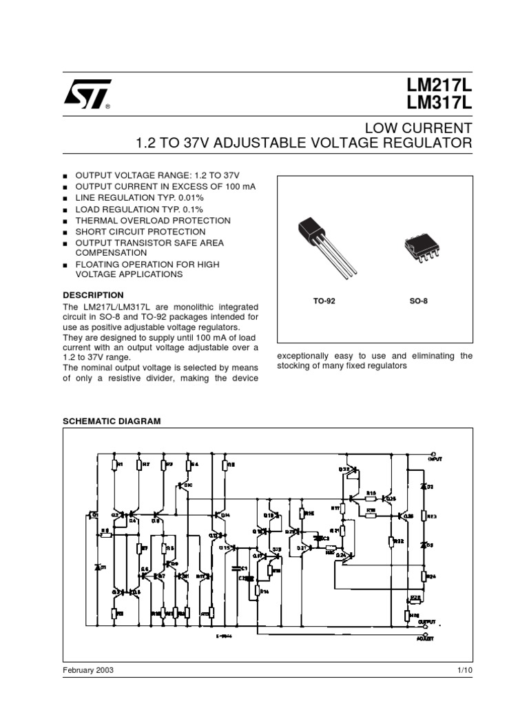 LM217L LM317L: Low Current 1.2 To 37V Adjustable Voltage Regulator ...
