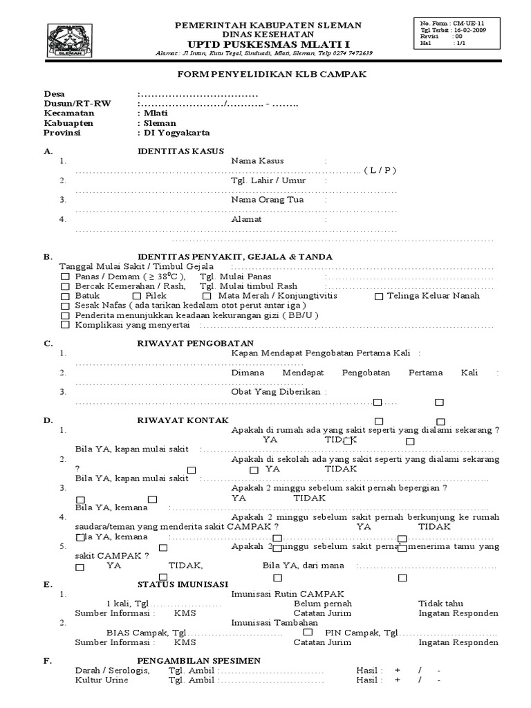 Form PE KLB Campak | PDF | Kesehatan Holistik