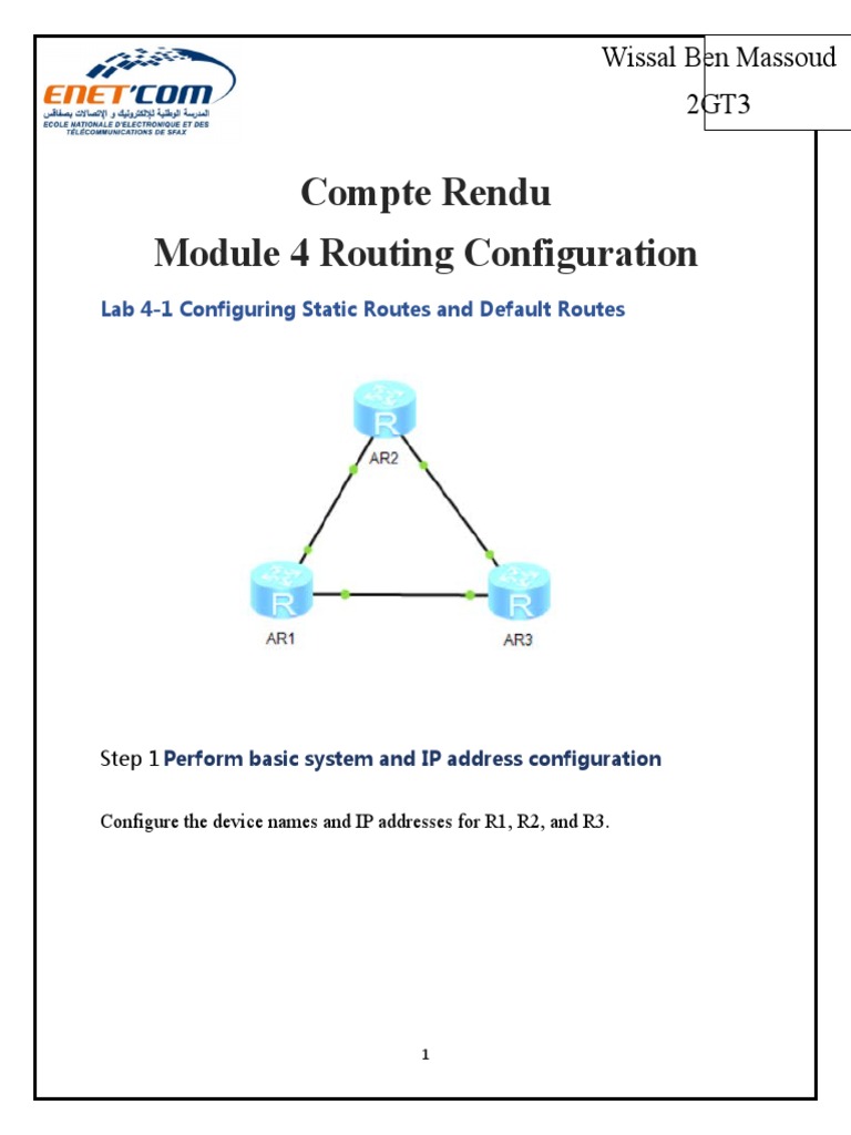 Module 4 Routing Configuration Pdf Routing Internet Protocols 