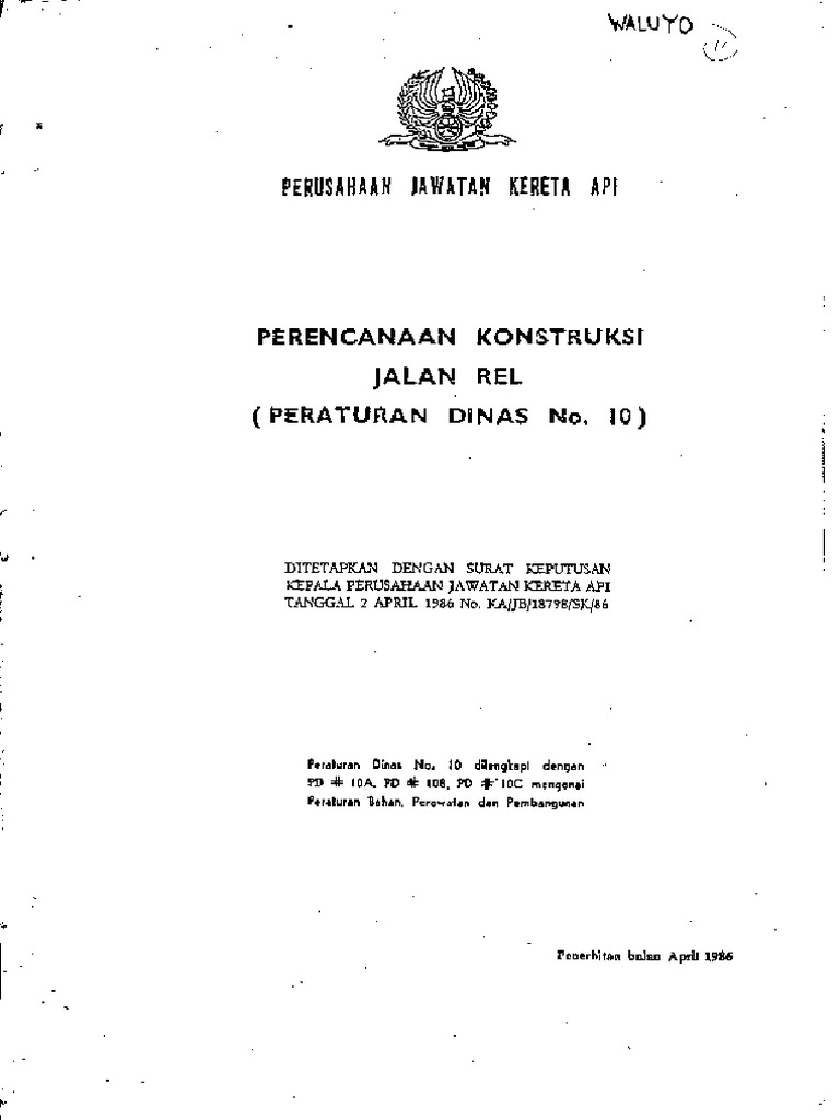 PD 10 THN 1986 Perencanaan Konstruksi Jalan Rel (Original) | PDF