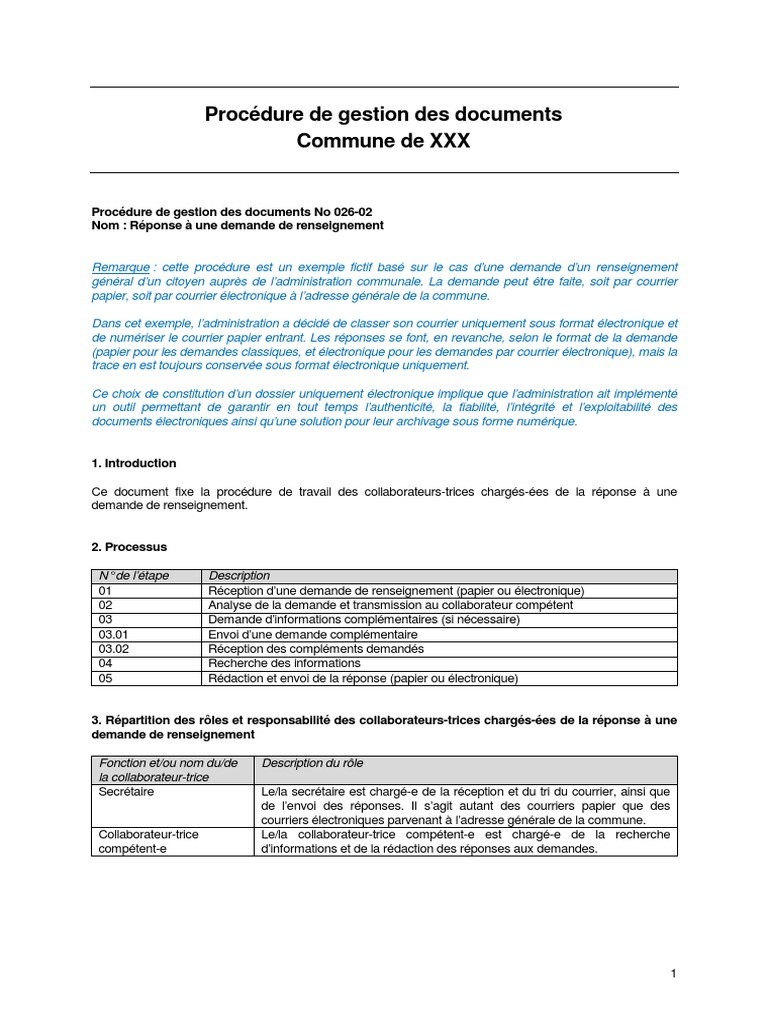 Exemple - Procédure Gestion Documents | PDF | Microsoft Word | Fichier ...