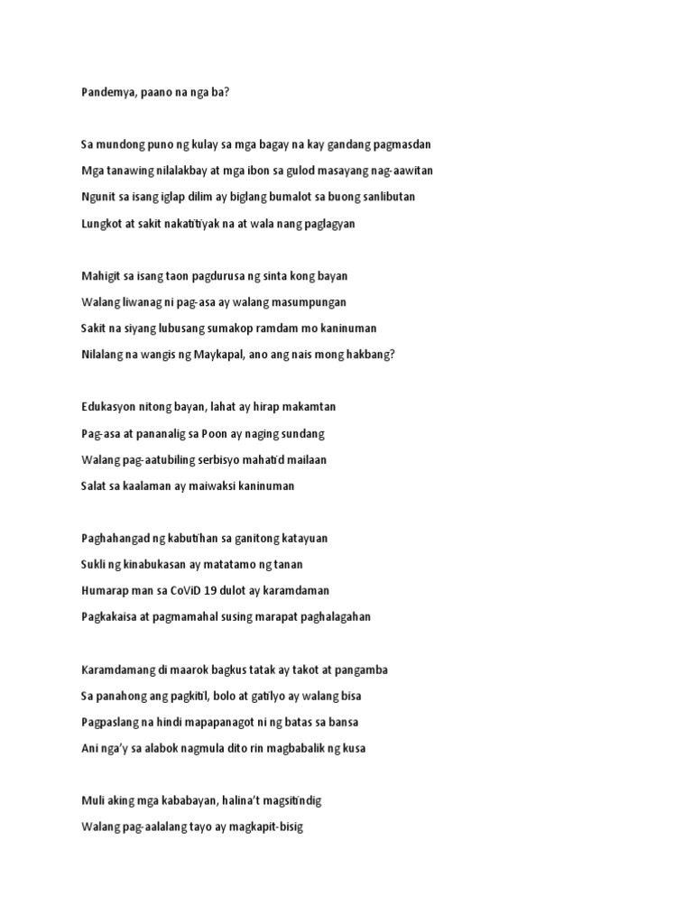 Tula Tungkol Sa Pandemya | PDF