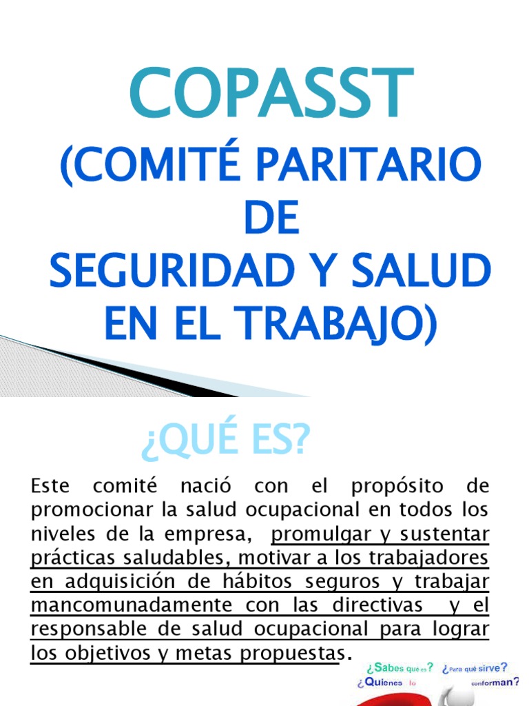 Funciones y Estructura del COPASST | PDF | Seguridad y salud ...