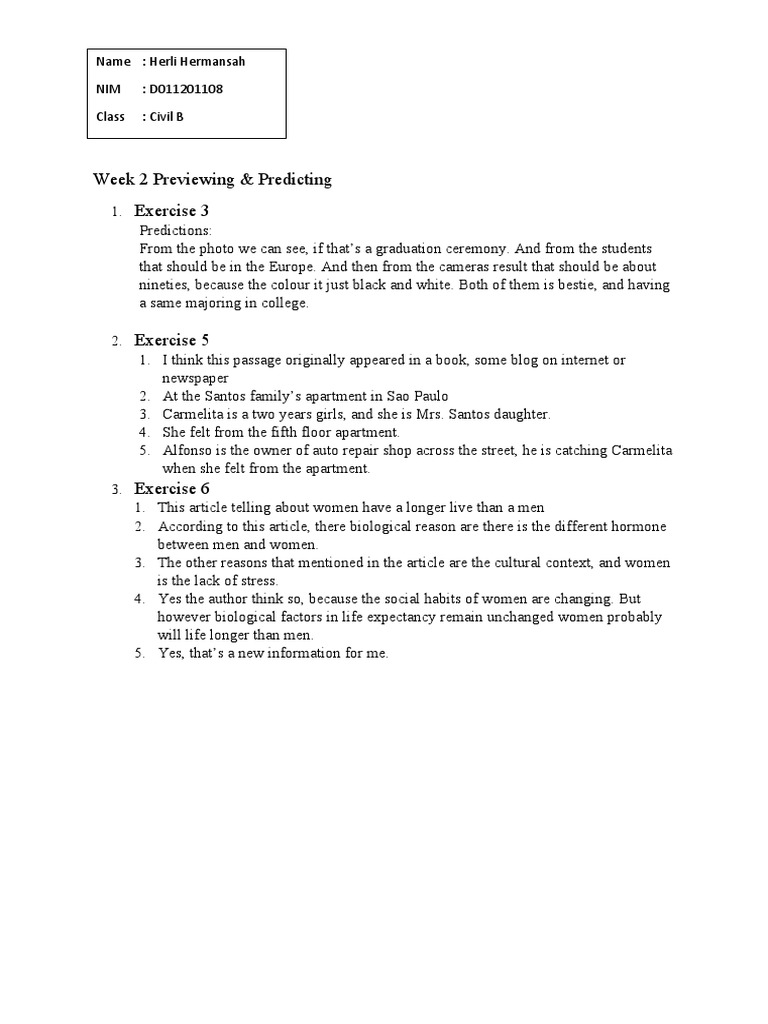 Week 2 Previewing & Predicting | PDF