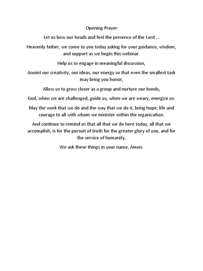 Opening Prayer | PDF