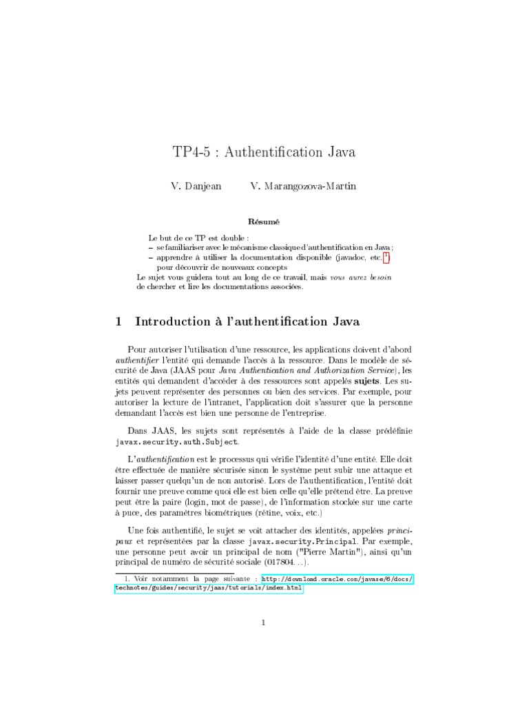 TP Jaas | PDF | Java (Langage de programmation) | Application