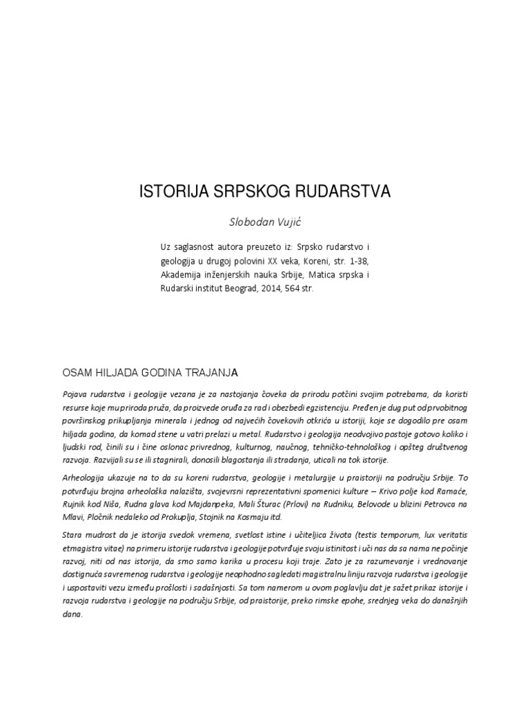 Istorija Srpskog Rudarstva | PDF