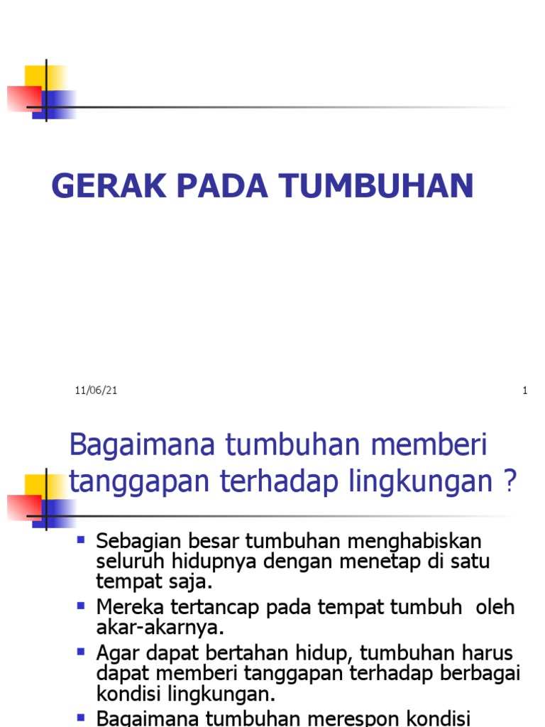Gerak Tumbuhan: Endonom, Higroskopis, Esionom | PDF