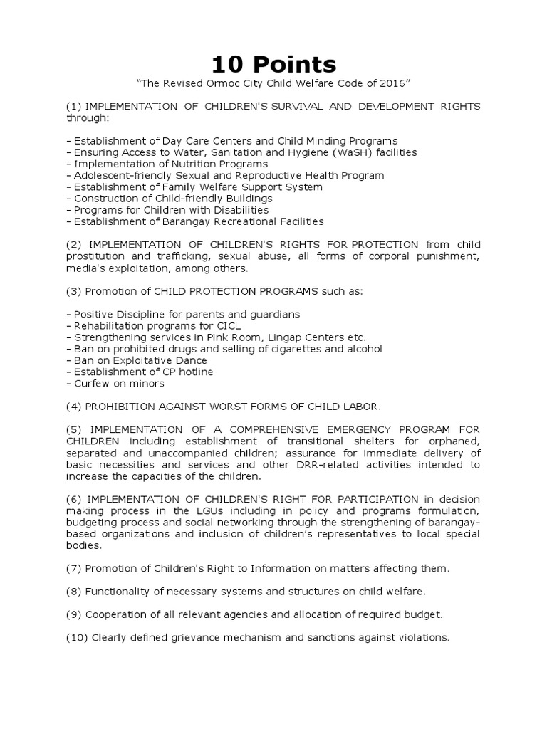 Revised Ormoc City Child Welfare Code | PDF | Social Science | Self ...