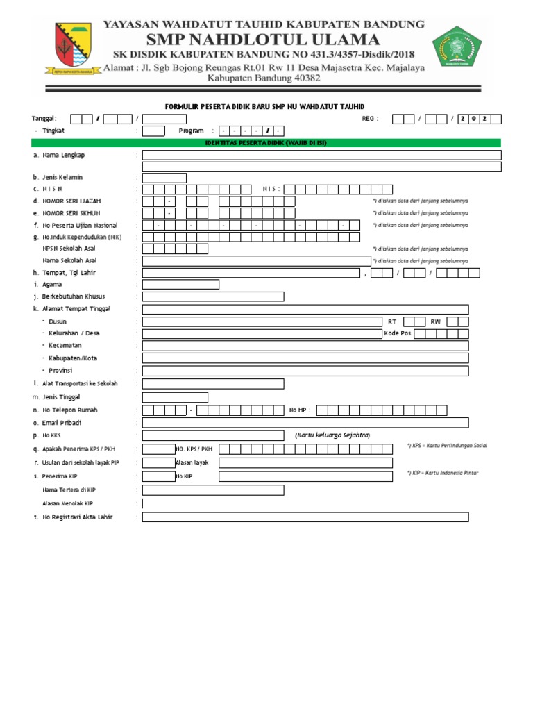 Formulir PPDB Dapodik | PDF