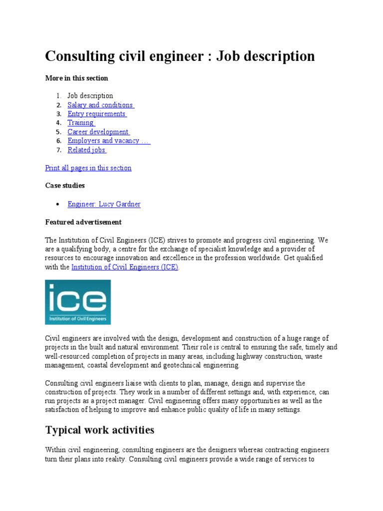 Consulting Civil Engineer | PDF | Civil Engineering | Consultant