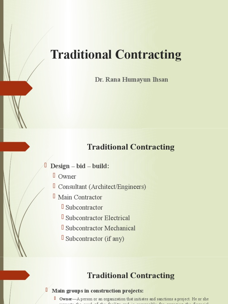 Traditional Contracting: Dr. Rana Humayun Ihsan | PDF | Project ...