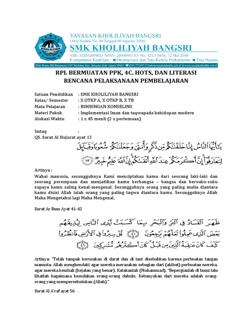 RPL IMPLEMENTASI IMAN DAN TAQWA DI KEHIDUPAN MODERN (Ganjil) | PDF | Kesehatan Holistik | Sains ...