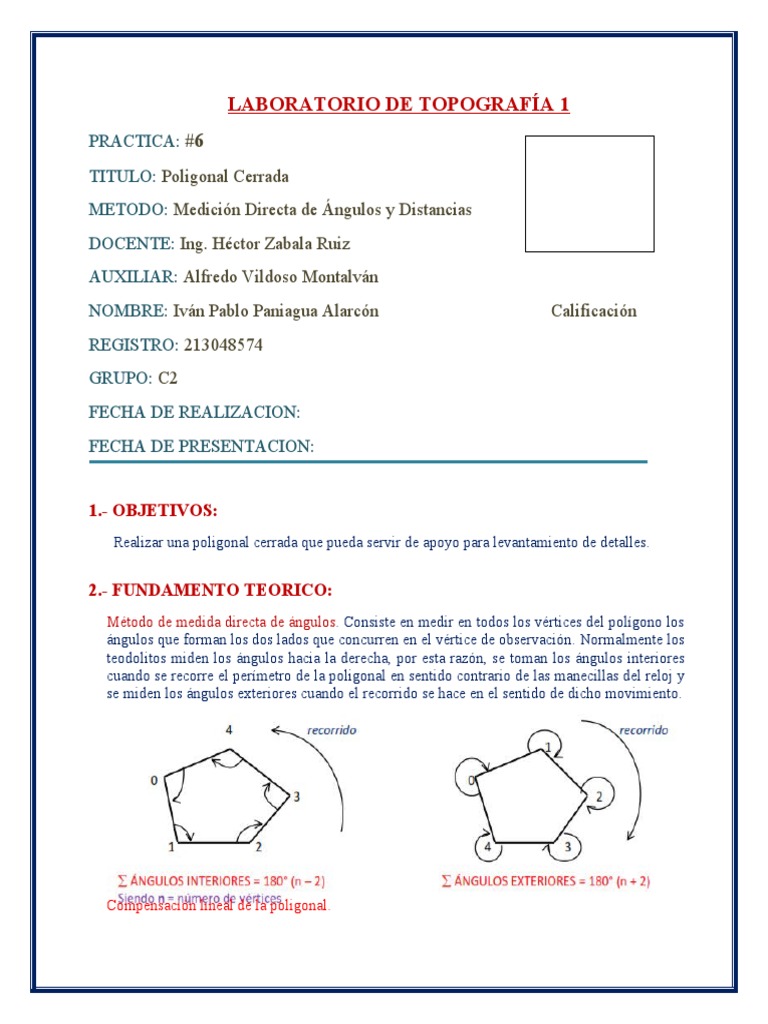 Poligonal Cerrada en Topografía | PDF | Sistema coordinado | Polígono