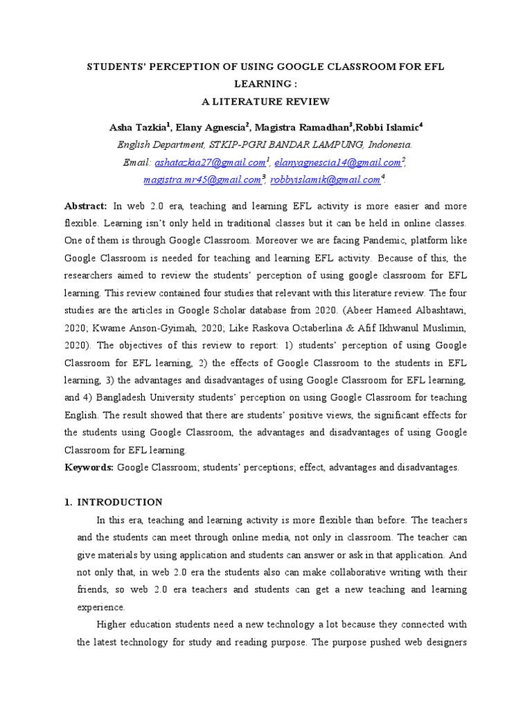 Students' Perceptions of Google Classroom | PDF | Educational ...