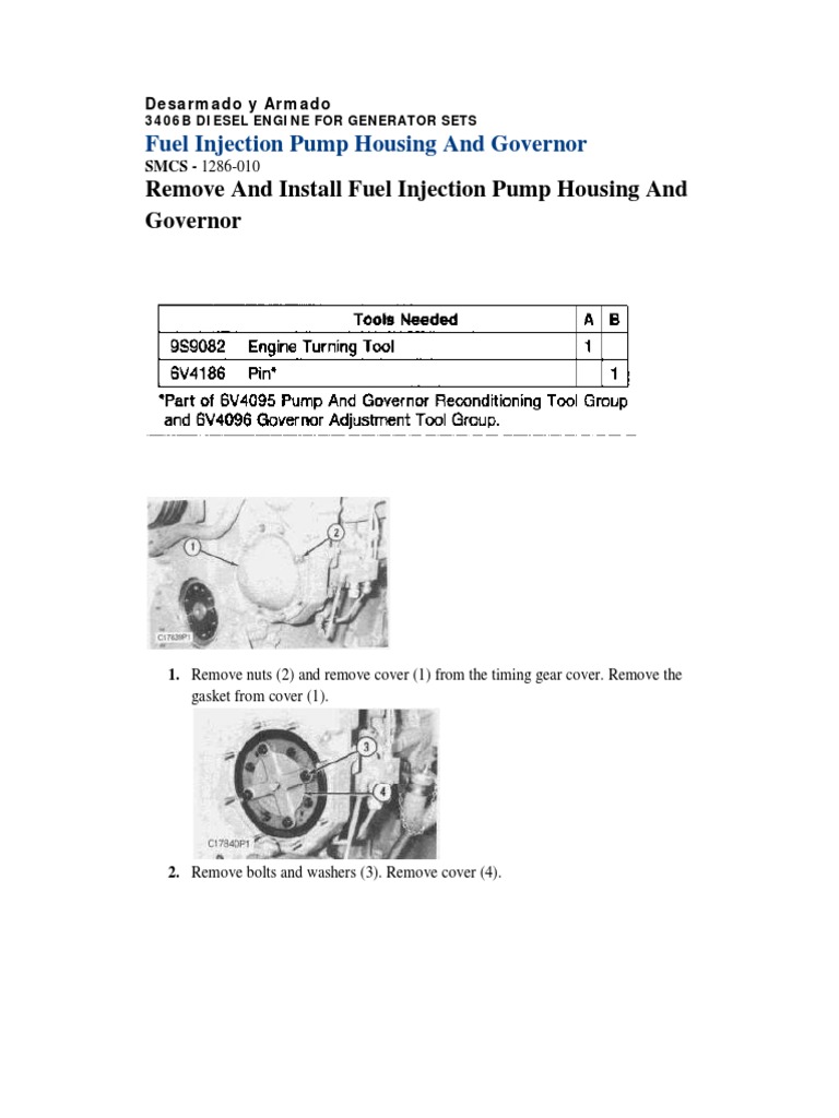 Removal and Installation of a Fuel Injection Pump Housing and Governor ...