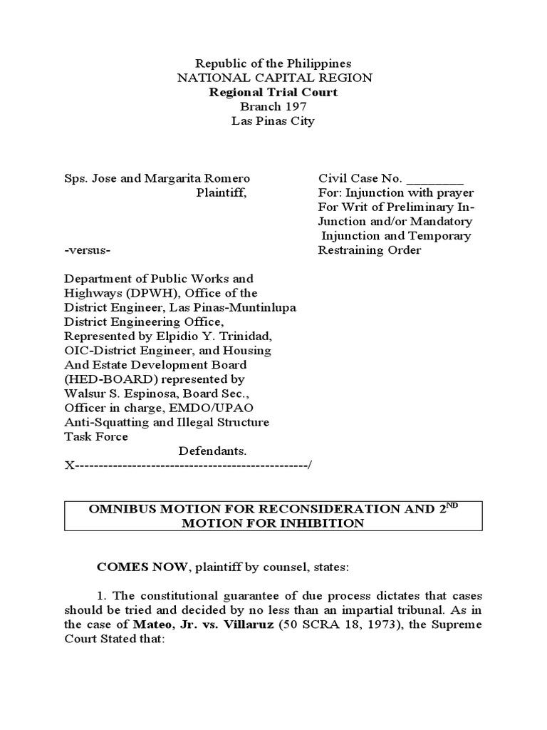 Motion For Inhibition | PDF | Judicial Disqualification | Judge