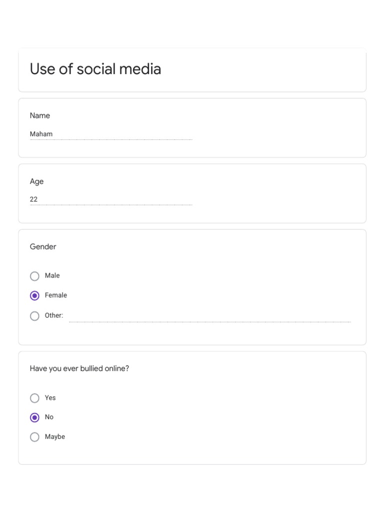 Survey On Use of Social Media | PDF | Cyberbullying | Social Media