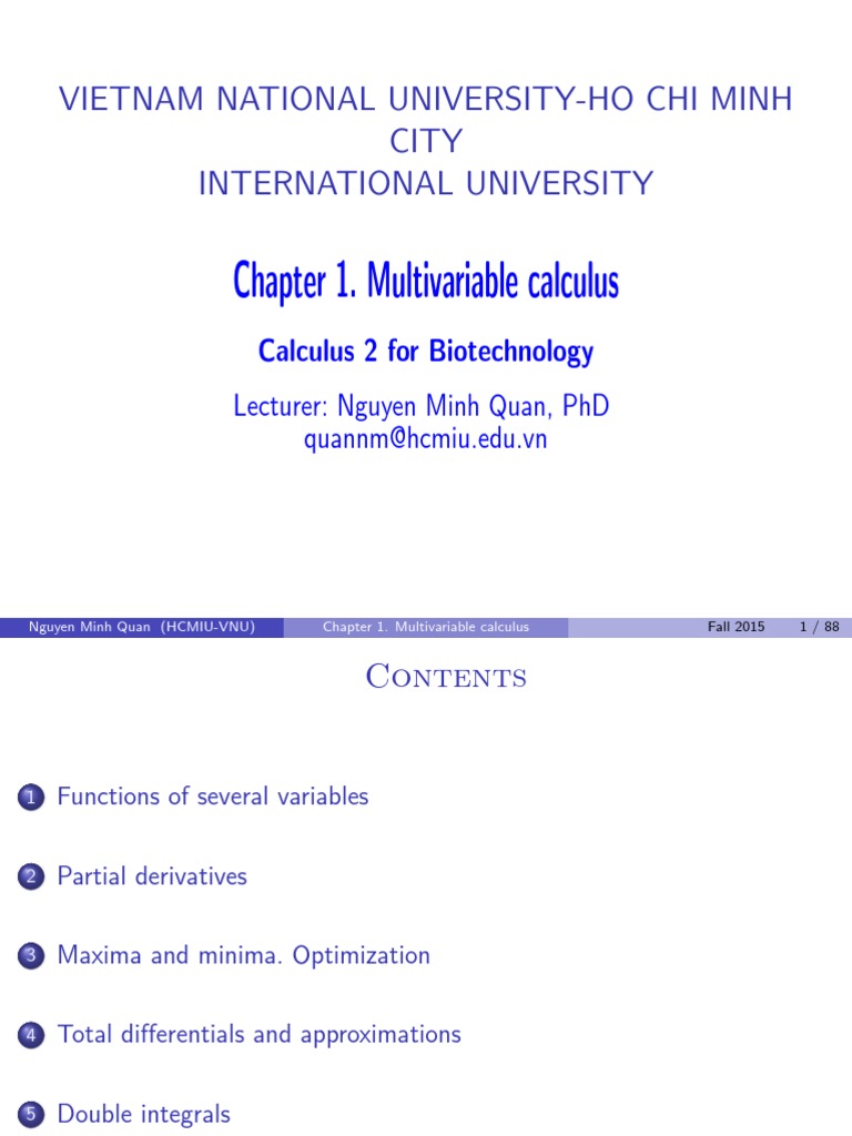 Chapter 1. Multivariable Calculus: Vietnam National University-Ho Chi ...