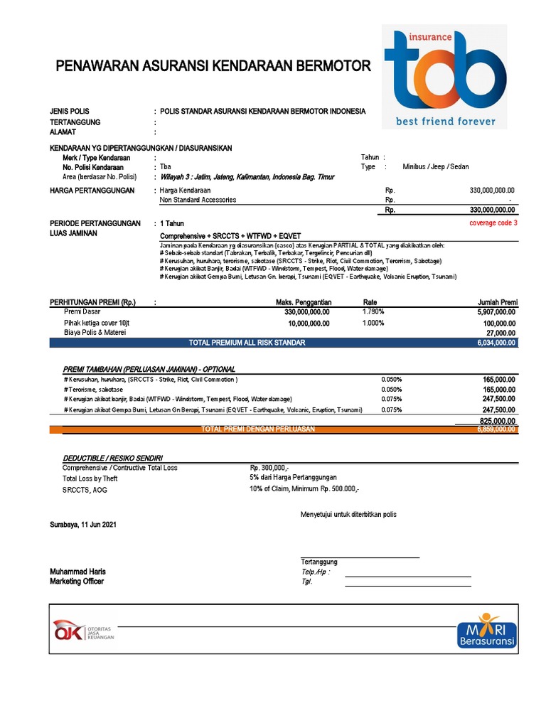 Penawaran TOB Insurance | PDF