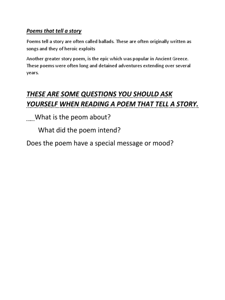 Poems That Tell A Story
