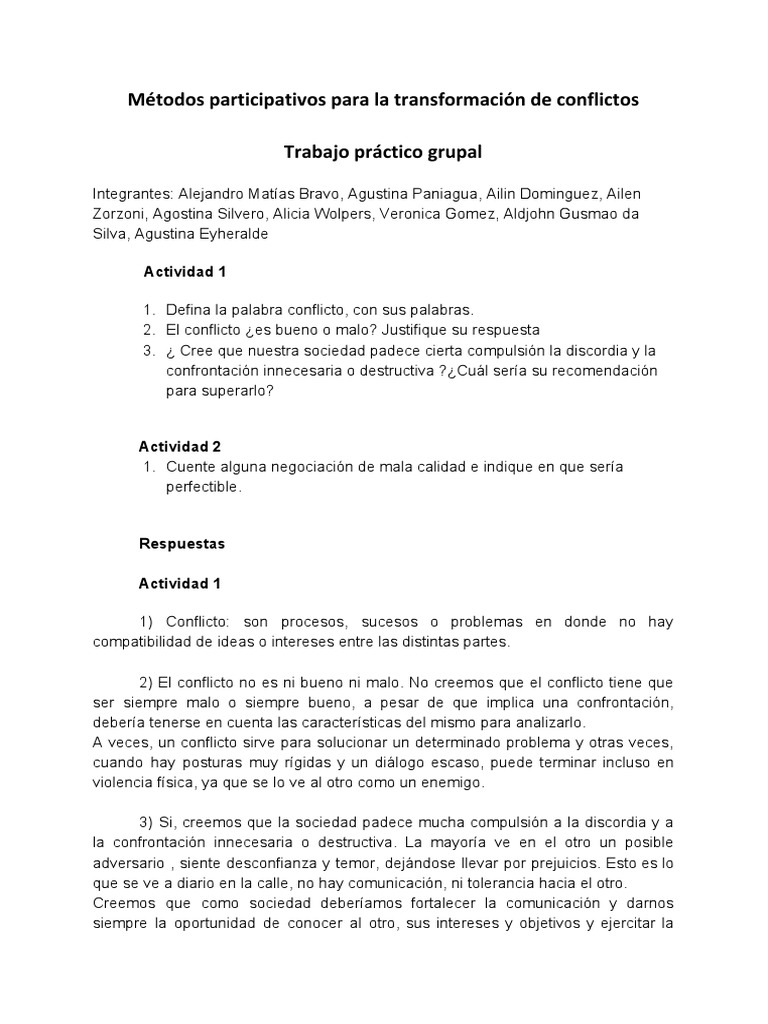 TP GRUPAL Metodos Participativos | PDF