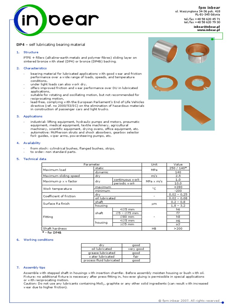 DP4 DP4B | PDF | Friction | Lubricant
