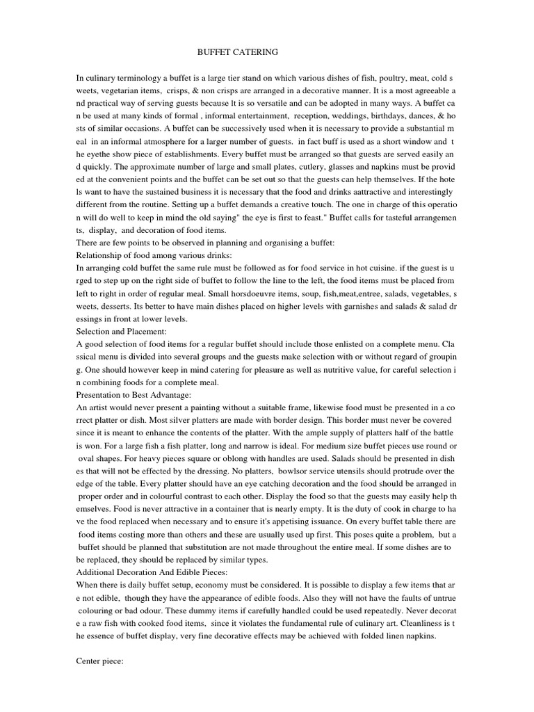 Buffets 1 | PDF | Buffet | Menu