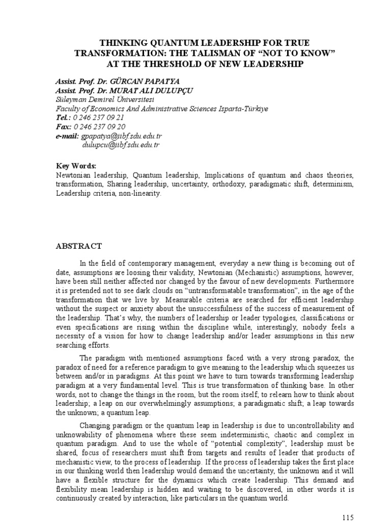 Quantum Leadership | PDF | Quantum Mechanics | Leadership