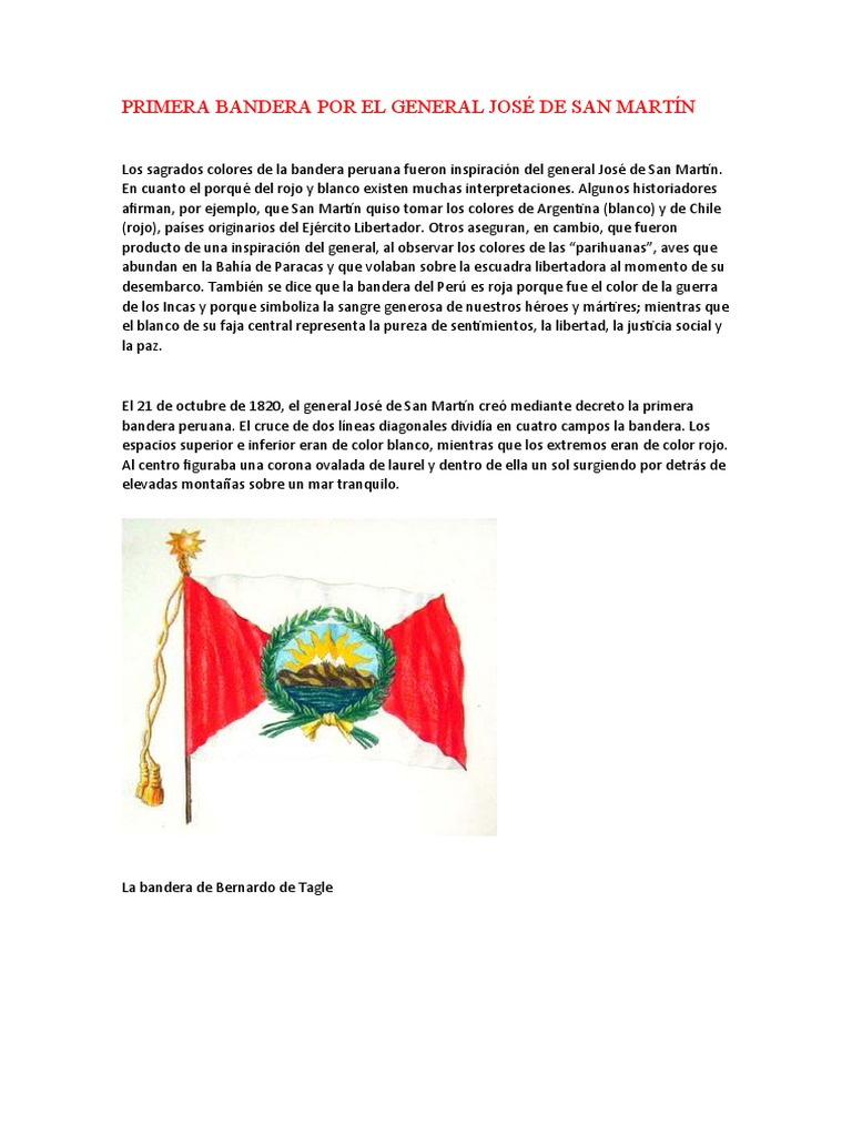 Primera Bandera Por El General José de San Martín | PDF | Bandera | Los ...