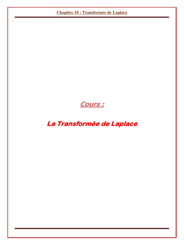 Cours sur la Transformée de Laplace | PDF | Transformation de Laplace ...