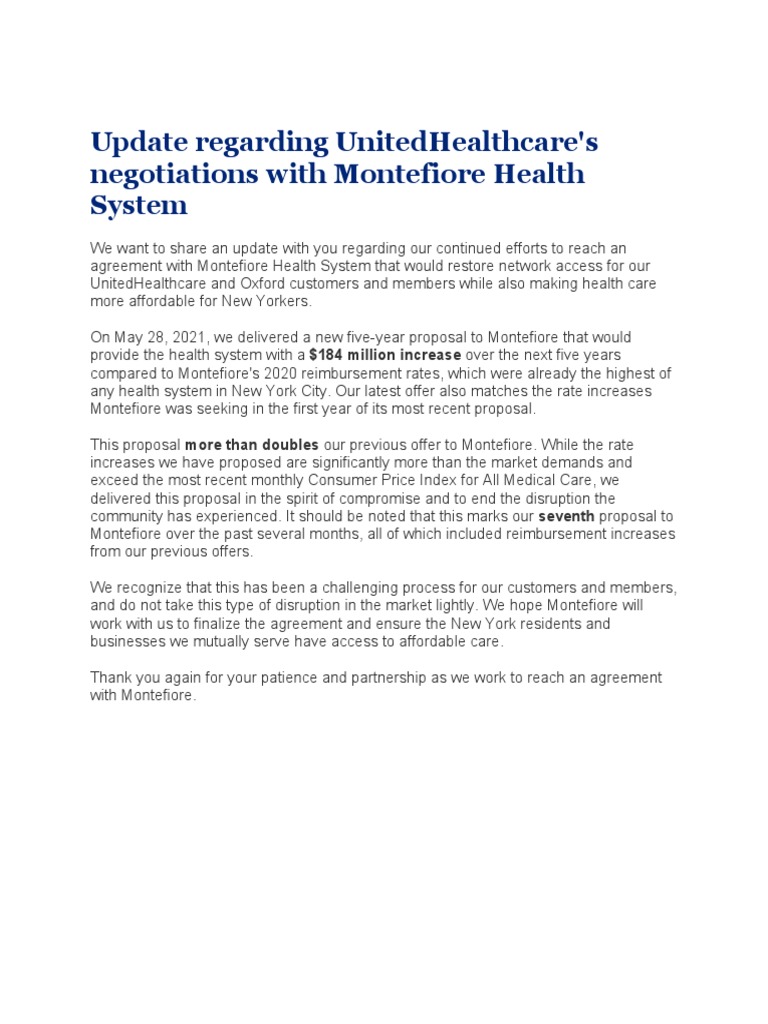 UnitedHealthcare Letter | PDF