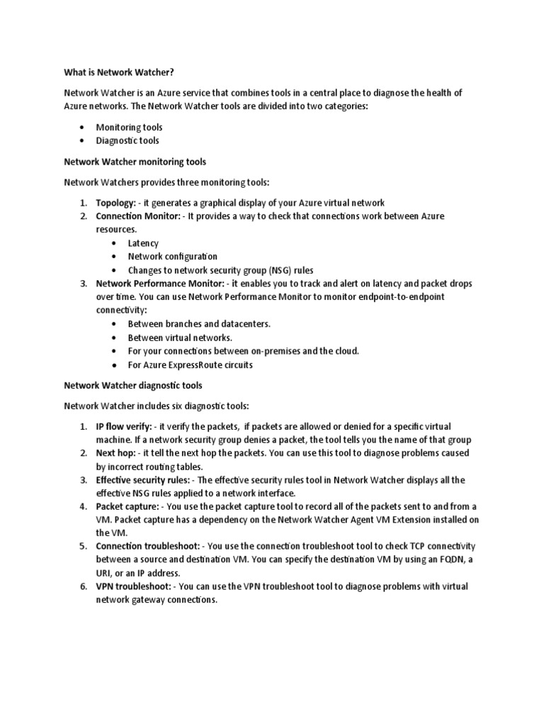 Azure Network Watcher Overview | PDF