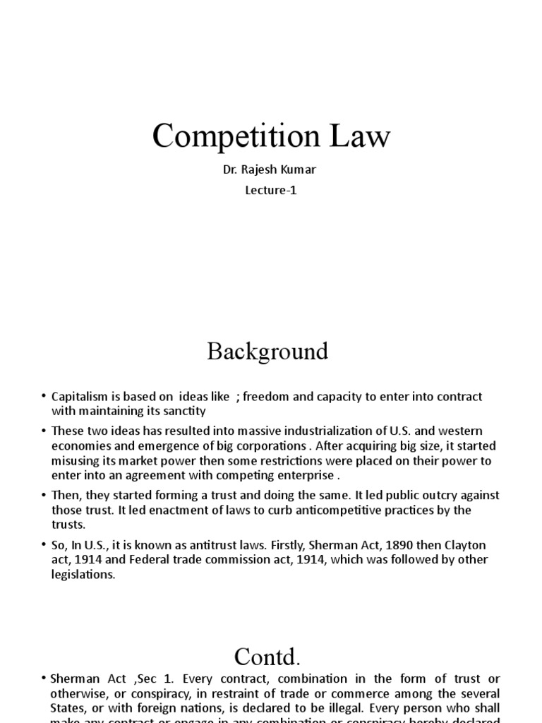 Comeptition Law Lecture 1 | PDF | Competition Law | Economics Of Regulation