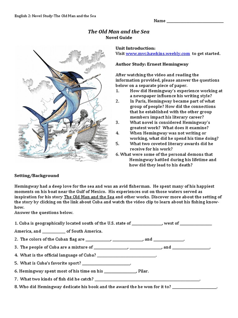 Old Man and the Sea Novel Study Guide | PDF | Ernest Hemingway